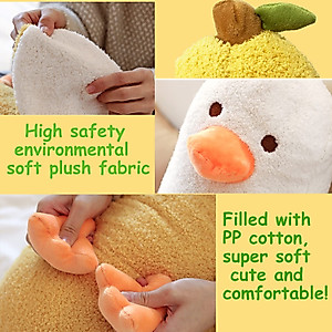 Banana Duck Plush Toy 19.6'',Cute Plushies Banana Stuffed Animal,Duck Plushie Long Banana Duck Plush Pillow,Funny Hugging Pillow Sleeping Cushion Soft Gifts for Boys Girls Birthday Christmas(White)