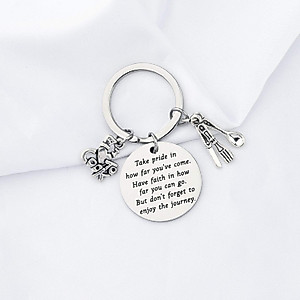 Chef Keychain Gifts Culinary School Gifts Chef Charm Cooking Jewelry Cooking Lover Gift Take Pride in How Far You Have Come (silver)