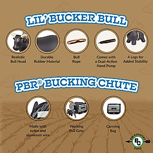 Big Country Toys Lil’ Bucker Bull & PBR Bucking Chute Kids Toys Set, Rodeo Ride On Toys for 18 Months to 3+ Years, Inflatable Bouncy Animals for Toddlers with Pump