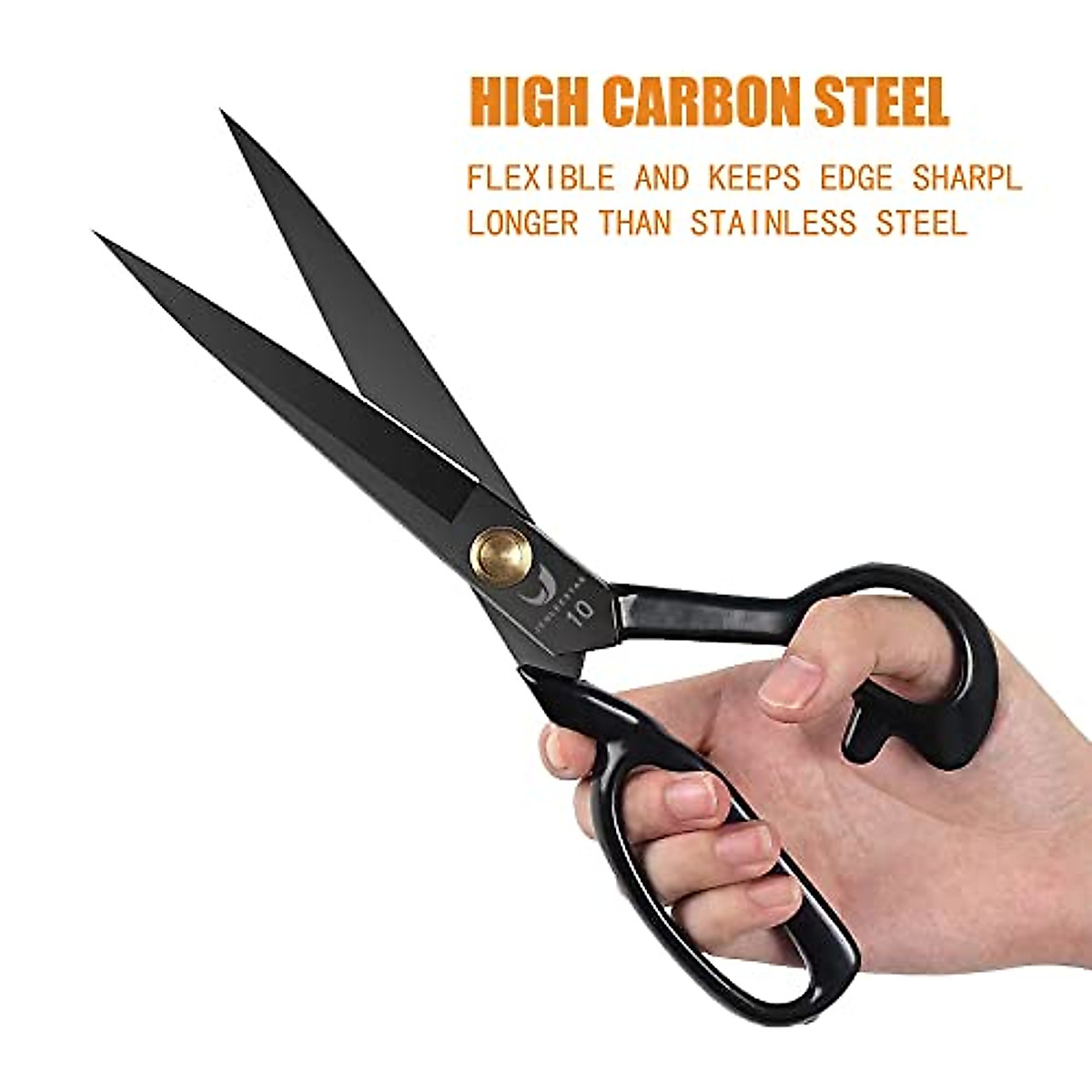 Fabric Scissors 10 Inch Sewing Dressmaking Scissors Professional Razor Sharp for Tailoring Leather Raw Materials - Japan High Carbon Steel Tailor Shears(Right-Handed)