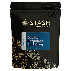 Stash Tea Double Bergamot Earl Grey Premium Loose Leaf Black Tea, 3.5 Ounces