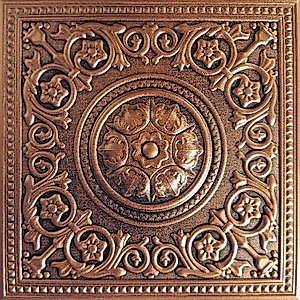Majesty Foam Ceiling Tiles - 20"x20" Square - by Antique Ceilings (Antique Copper) - 8 Tiles Pack