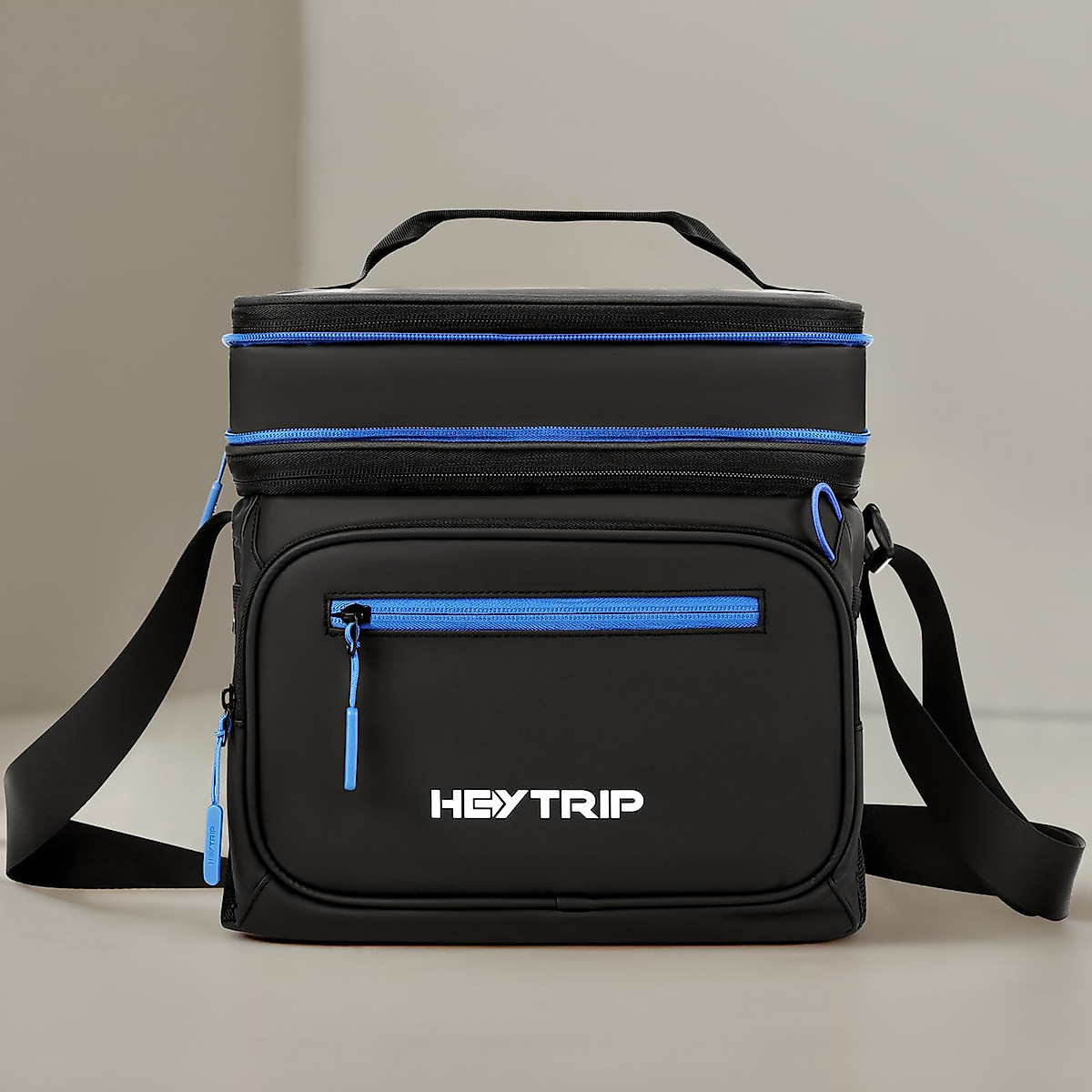 HEYTRIP Expandable Insulated Lunch Box 24 Can Double Deck Cooler Bags Leakproof Lunch Bag for Man Large Lunch Cooler for Camping Travel Picnic(Black)