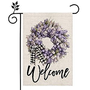 CROWNED BEAUTY Spring Floral Tulips Lily Welcome Garden Flag 12×18 Inch Small Vertical Double Sided Seasonal Outside Décor for Yard Farmhouse CF085-12