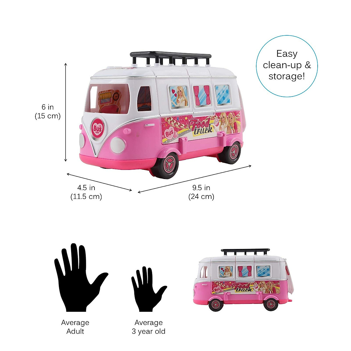 Vokodo Picnic Adventure Van With Doll Figurine Includes Slide Patio Furniture And Wardrobe Kids Pretend Play Party Bus Cooking Truck Kitchen Vogue Toy Fashion Car Vehicle Great Gift For Girls Children
