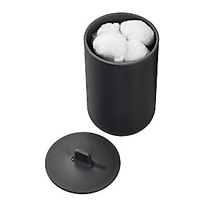 iDesign Cade Canister Bathroom Storage Jar with Lid for Bathroom, Vanity, Desk, Countertop, 3.14" x 3.14" x 5.09", Matte Black