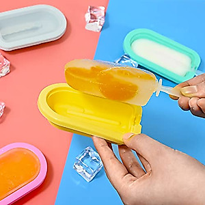 Silicone Popsicle Molds 4 Pieces Ice Pop Molds for Toddlers Reusable Dishwasher Safe Multicolour