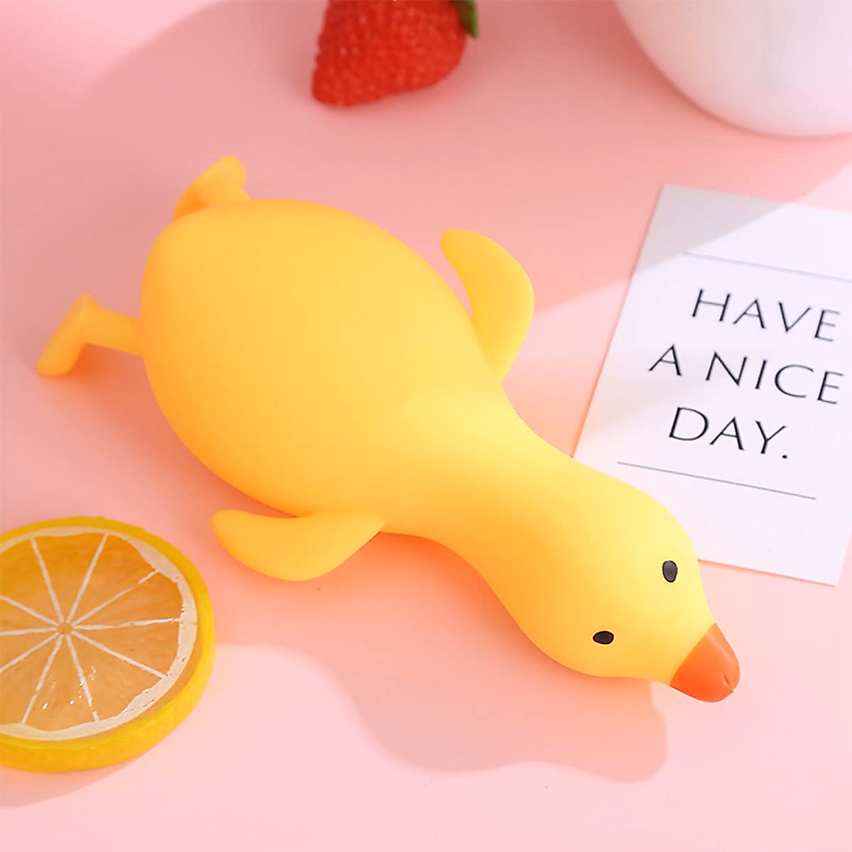 MSRRTUSY 3Pcs Stretchy Duck Squeeze Toys,Squishy Stress Relief Toys for Adults and Kids,Squishy Fidget Toys,Party Favors for Kids,Birthday Gifts,Christmas,Easter Egg,Classroom Prizes