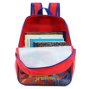 Ruz Spiderman Boys 16 Inch Backpack With Removable Matching Lunch Box Set (Red-Blue)