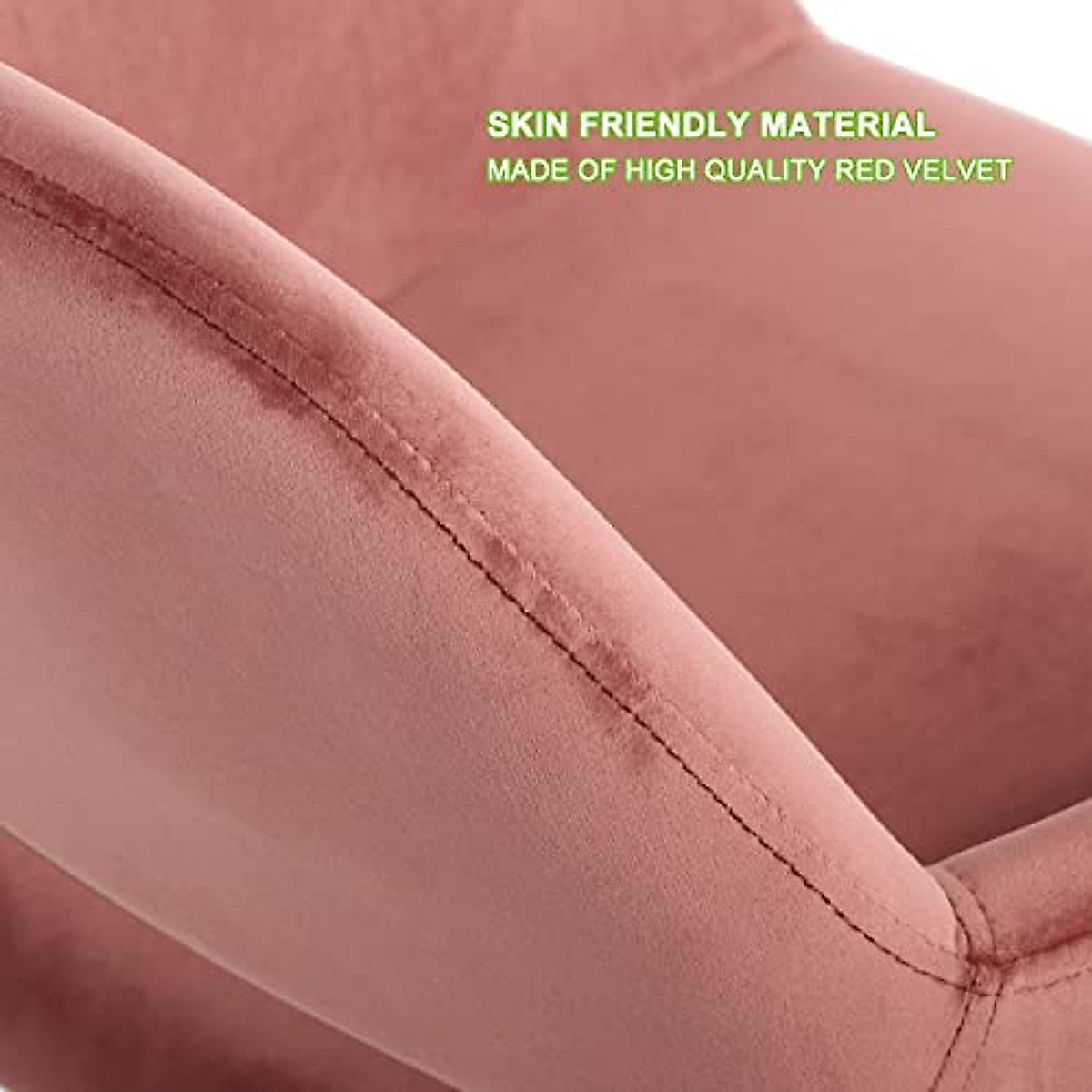 Geniqua Rose Pink Velvet Office Chair Swivel Task Chair Adjustable Mid Height Casters Rolling Computer Chair Modern for Home Office