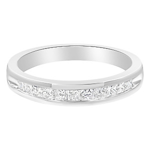 Haus of Brilliance .925 Sterling Silver 1/2 Cttw Princess-Cut Diamond Channel-Set Half-Eternity Wedding or Anniversary Band Ring (H-I Color, I2 Clarity) - Size 7