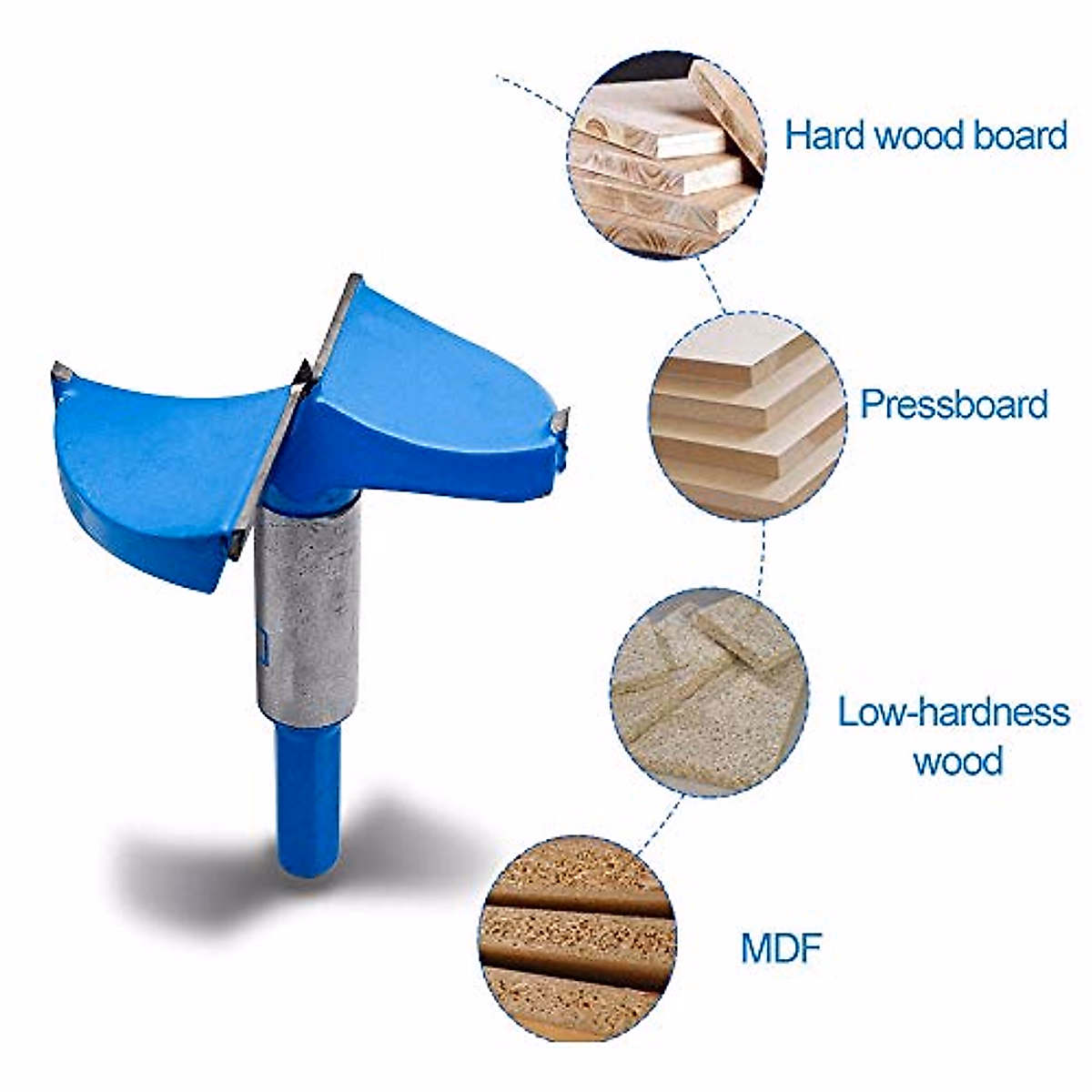 TOOLSTAR Forstner Drill Bits, Boring Carbide Drill Bits 60mm Blue Woodworking Hole Saw Power Rotary Cutting Tool for Wood Plastic Plywood （Pack of 1）