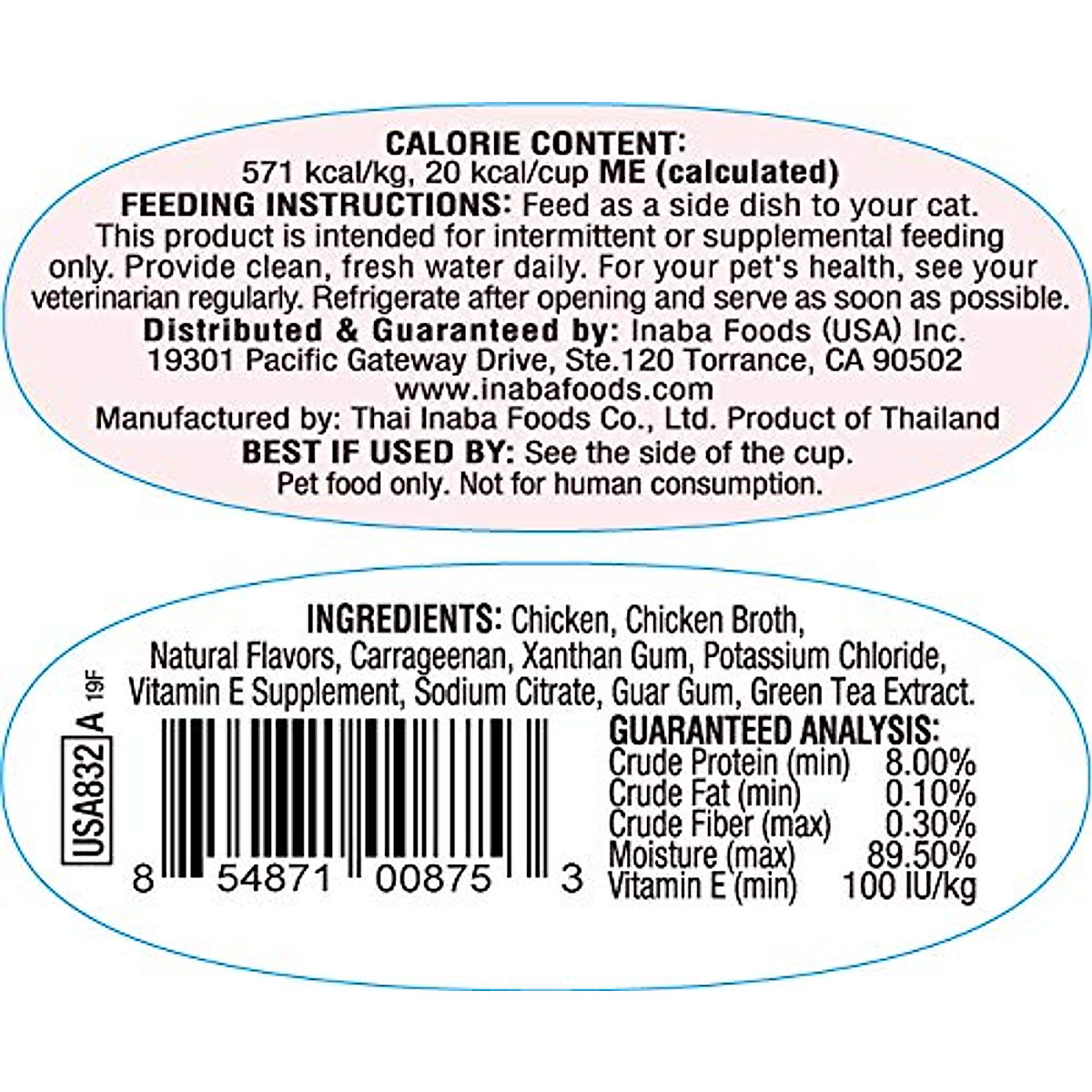 INABA Twins for Cats, Grain-Free Shredded Chicken & Broth Gelée Side Dish/Complement/Topper Cups, 1.23 Ounces per Serving, 14.76 Ounces Total (12 Servings), Chicken Recipe