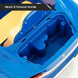 Uenjoy 12V Licensed Bugatti Chiron Kids Ride On Car Battery Operated Electric Cars for Kids with RC Remote Control, LED Lights, Music& Horn, Storage Room, Blue