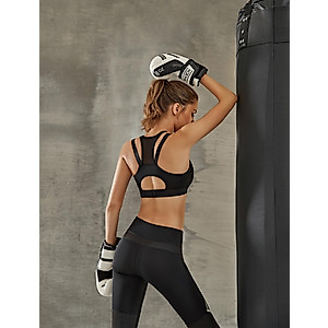 Yvette High Impact Women Sports Bra Front Closure Double Deck Mesh Running Bra for Plus Size, 08AGrey, L(DF)