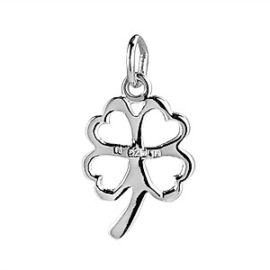 AeraVida Lucky Clover Heart Leaf .925 Sterling Silver Pendant Charm | Adorable Summer Silver Pendant for Women | Pendant Anniversary Jewelry Gift | Charm Pendant for Daughter