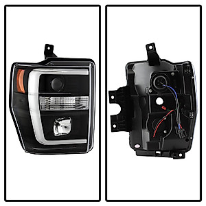 ACANII - For Black 2008 2009 2010 Ford F250 F350 Superduty Pickup LED Tube Projector Headlights Headlamps Set Left+Right