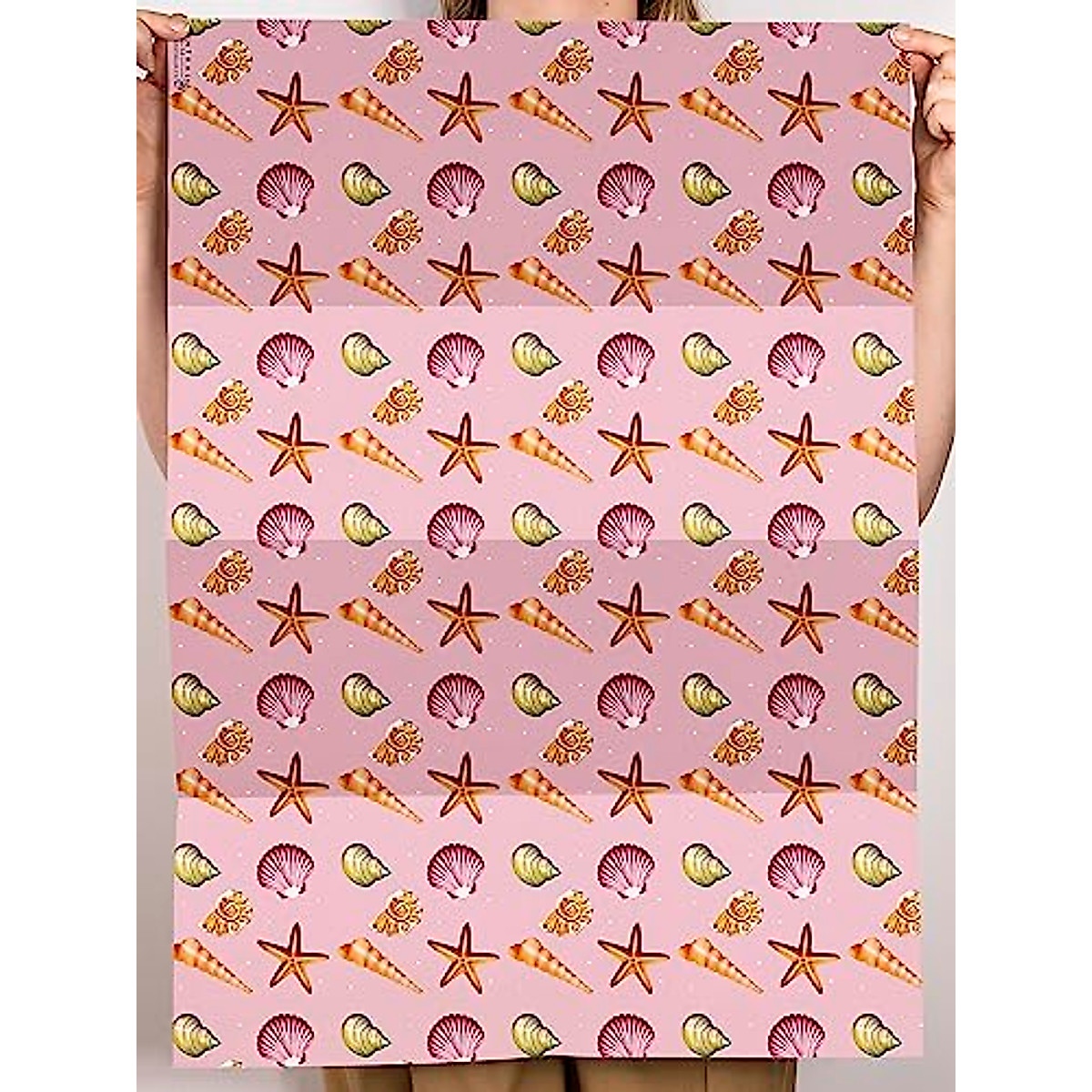 CENTRAL 23 - Pink Wrapping Paper - Trendy Gift Wrap for Female - Shells and Starfish - Beach Theme - Hen Do Birthday - Recyclable