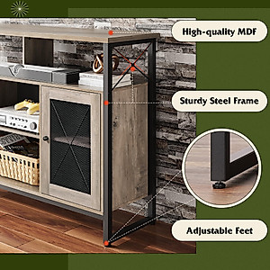 WLIVE TV Stand 55 inch TV, Tall Entertainment Center with Storage, Farmhouse Industrial TV Console for Bedroom Living Room, Greige