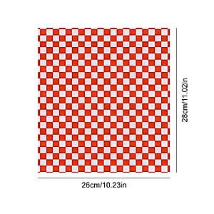 WXJ13 100 Sheets Checkered Dry Waxed Deli Paper Sheets Red and White Paper Sandwich Paper Liners for Plastic Food Basket Cooking Wax Paper for Wrapping Bread and Sandwiches (11x 10.2 Inch)