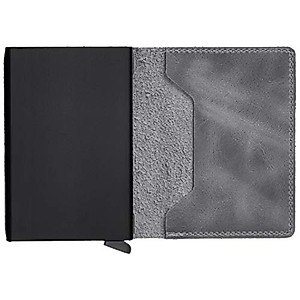 SECRID - Secrid Slim wallet Genuine Vintage Grey Leather Black RFID Safe Card Case for max 12 cards