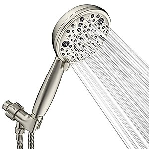 Vantency Brushed Nickel 8 Function Handheld Shower Head with 71 Inches Shower Hose, Modern Style, Easy Installation