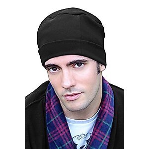 Mens Sleep Cap - 100% Cotton Night Cap for Men - Sleeping Hat Black