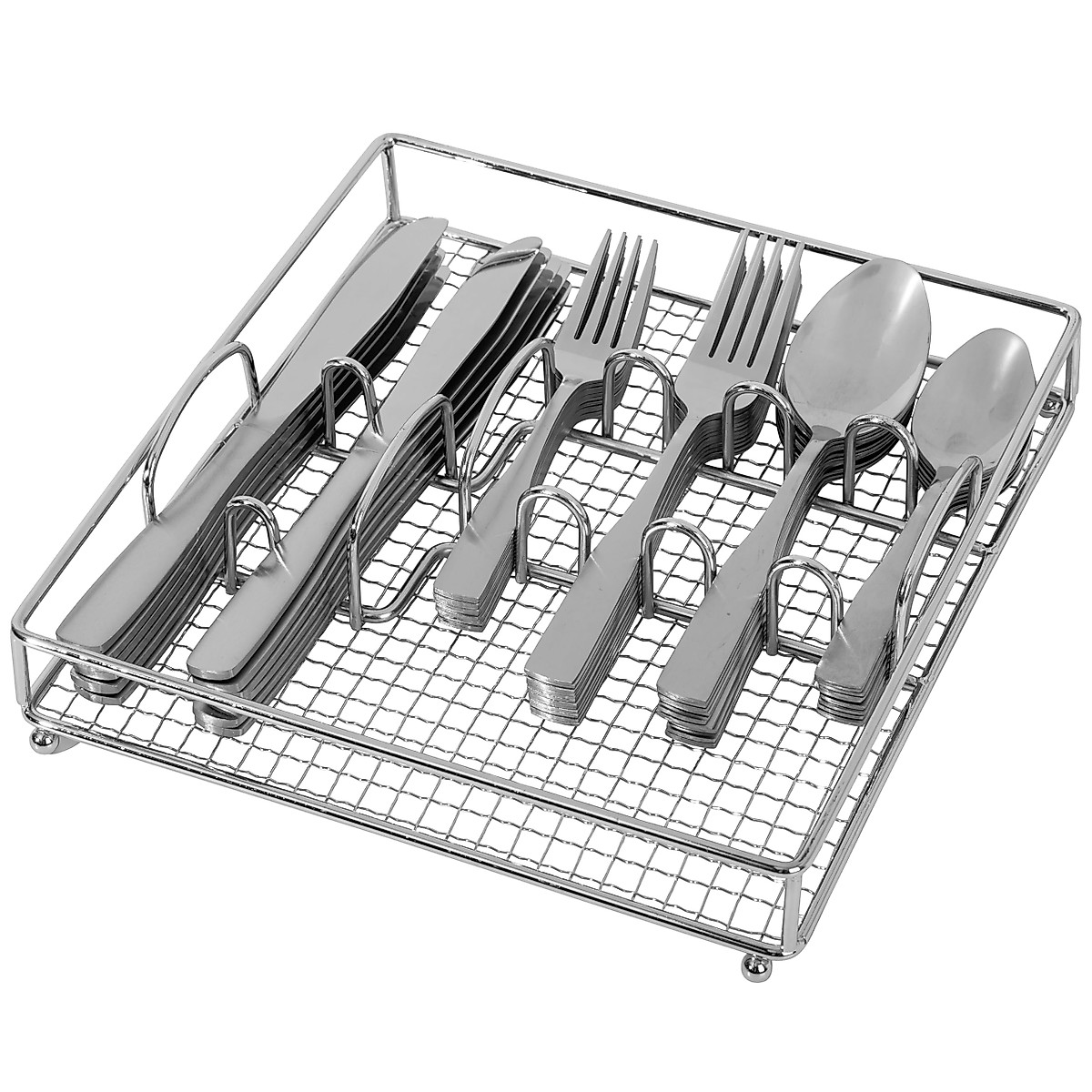 Gibson Home Griffen 61 pc Stainless Steel Flatware Set with Wire Caddy - Service for 12 -