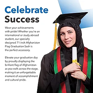 Vision Wear - Afghanistan Flag Graduation Sash - Graduation Stole - International Flag theme - Embrace Your Heritage - Afghan Flag - Pride & Honor Sash