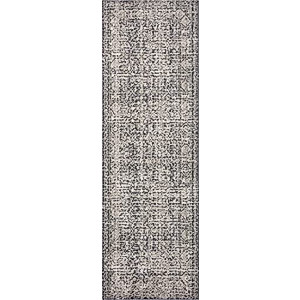 Amber Lewis x Loloi Alie Collection ALE-03 Charcoal / Dove, Traditional 18" x 18" Sample Rug