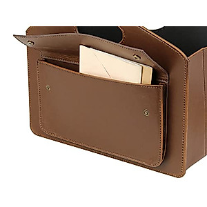 HofferRuffer Magazine Basket Holder, Foldable Magazine Rack, Document File Holder Organizer, File Folder, Newspaper Storage Bin Organizer for Home or Office (Brown)