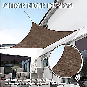 SUNLAX Sun Shade Sail, 6.5'x 9'10'' Brown Rectangle Canopy Shades for Outdoor Patio Pergola Cover Sunshade Sails UV Blocking Canovas Covers