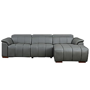 ERYE Luxury Power Reclining Motion Sectional Right Facing Sofa for Living Room, Oversized L-Shaped Convertible Leather Upholstered Couch W/Left Chaise Daybed,USB Ports,Adjustable Headrest & Footrest