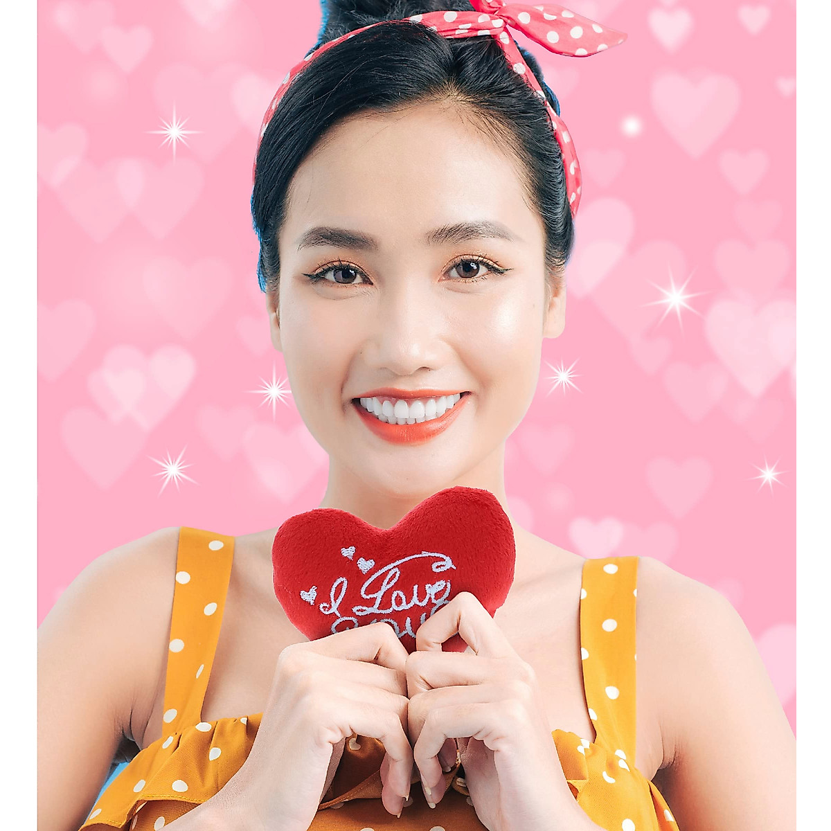 DolliBu I Love You Red Heart Plush - Mini Stuffed Heart Plush Toy, Special Anniversary Valentines Day Heart Plush Accent, Cute Small Heart Shaped Plush Decor, Romantic Stuffed Animals Heart- 3 Inches