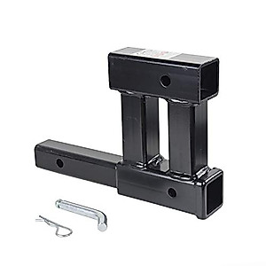 TOPTOW 64191HP Dual Hitch Receiver Extension Adapter 2 inch Towing and Bicycle Cargo Extender, Hitch Pin Included