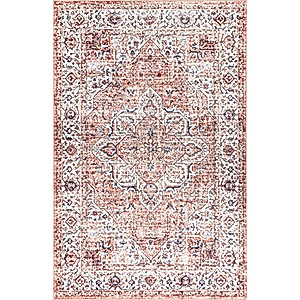 nuLOOM AMA Persian Stain-Resistant Machine Washable Area Rug, 9' x 12', Rust