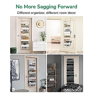 ULG 1-Pack Over Door Organizer with 5 Large Pockets 10 Mesh Side Pockets, 44 lbs Weight Capacity Hanging Storage Organizer with Clear Window for Bedroom Bathroom Kitchen, RV, Camper, Beige