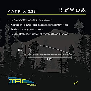 TAC Vanes 2.25" Matrix Shield Cut Vanes, Pack of 100, Olive Drab Green, Vanes for Archery Bowhunting and Recreational Shooting…