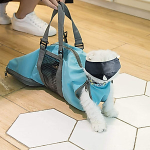 Cinf Cat Nail Clipping Cleaning Grooming Restraint Bag （Free Muzzle） No Scratching Biting for Bathing Nail Trimming Injecting Examining Blue,M