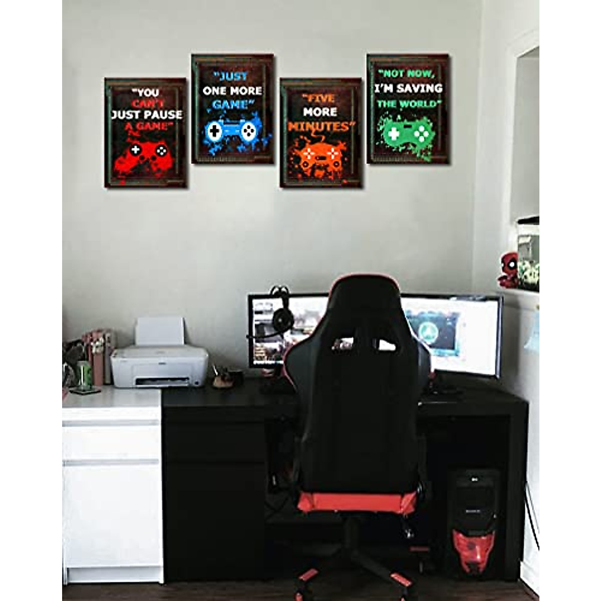 Game Room Wall Art Decor Funny Gaming Decorations Canvas Prints Boys Room Decorations Video Game Posters Pictures Decoration for Boys Bedroom Video Game Room Playroom Paintings Framed Ready to Hang