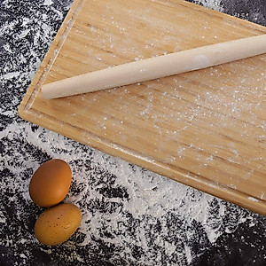French Rolling Pin for Baking 18 Inch - Gifbera Better Wood Beech Dough Roller Baking Utensils for Pizza Bread Pastry Fondant