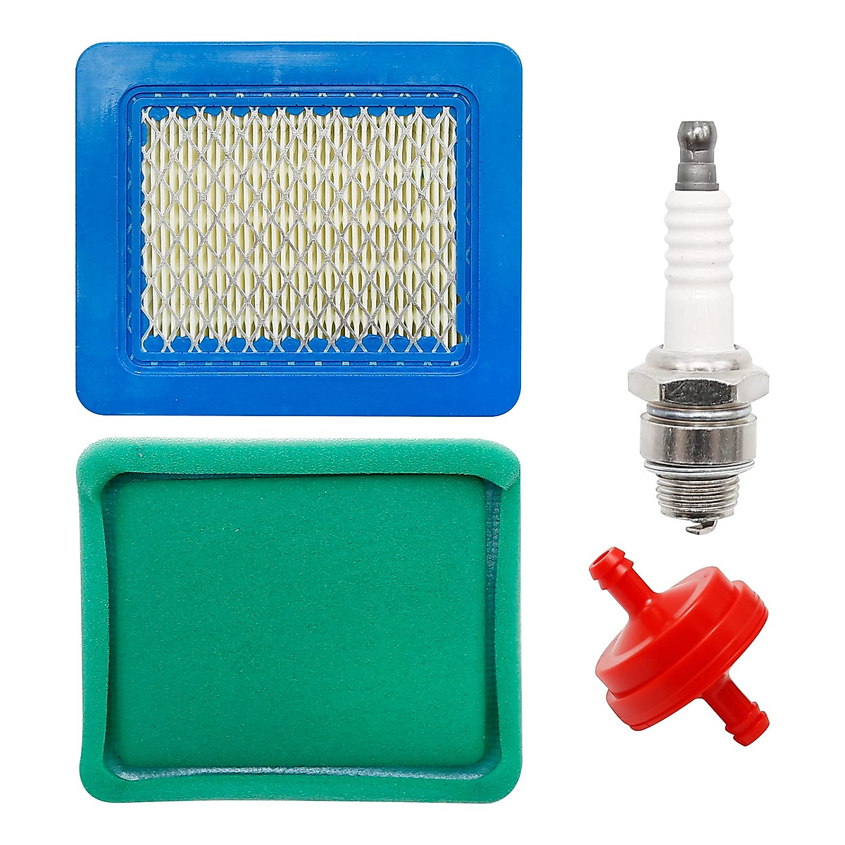 UOIENRT Air Filter with Pre Filter Fuel Filter Spark Plug Replacement for BS 625e 675ex 725ex Troy-Bilt TB110 TB230 TB130 TB210 3.5-6.75 Gross HP LG491588JD, 491588S 491588 399959