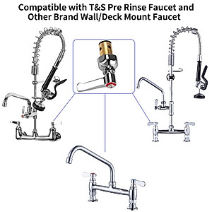 KANONEY Hot Spindle Assembly for 002714-40 Eterna Valve Replacement Red Side Handle Stem Assembly Fit for T&S Brass All Commercial Faucet