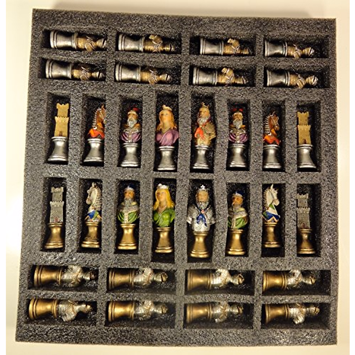 Medieval Times Crusades RED & Green Busts Set of Chess Men Pieces Hand Painted