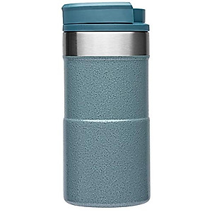 Stanley NeverLeak Travel Mug .25L Hammertone Ice - Leakproof - Tumbler for Coffee, Tea & Water - BPA FREE - Stainless-Steel Thermo Cup fits under most coffee makers - Dishwasher Safe