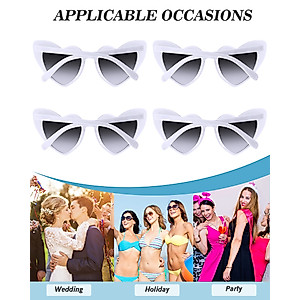 Hoteam 100 Pairs Heart Shaped Sunglasses Bachelorette Sunglasses Bulk Bachelorette Party Decorations Glasses Women for Wedding (White)