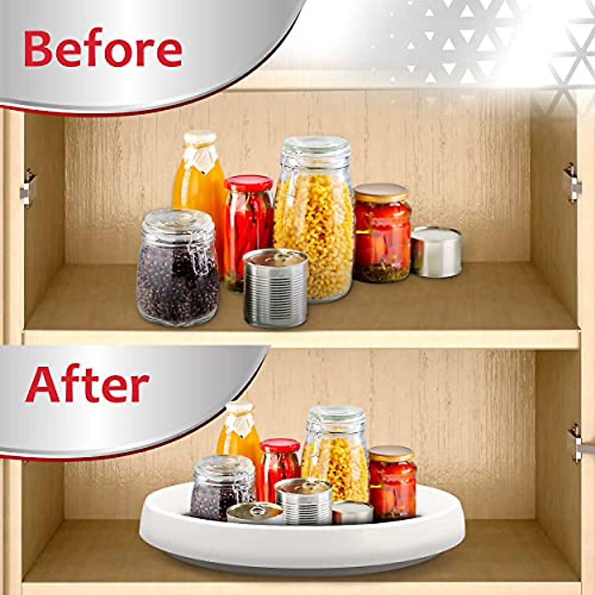 Lazy Susan Turntable 2 Pack, Non Skid Large Lazy Susan Turntable for Cabinet and Refrigerator, Plastic Rotating Turn Table, 10 Inch - by RamPro