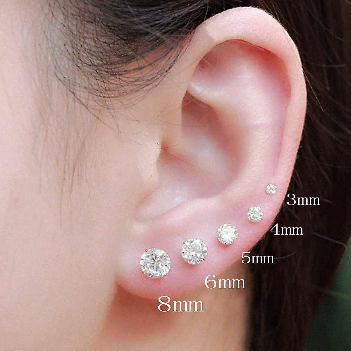 KANOUE 10 Pairs Black and Gold Stud Earrings Set, Hypoallergenic Earrings for Women Studs Set, Stainless Steel Earrings, Cubic Zirconia Earrings Studs for Women