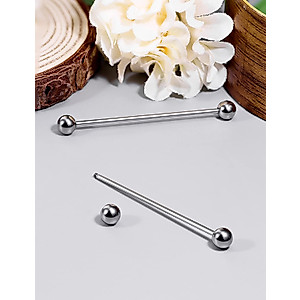 Vsnnsns 16G G23 Titanium Straight Barbell Piercing Jewelry Tongue Rings Nipple Rings Piercing Jewelry Industrial Earrings Barbell Cartilage Tragus Piercing Jewelry 16 Gauge for Women Men 38mm