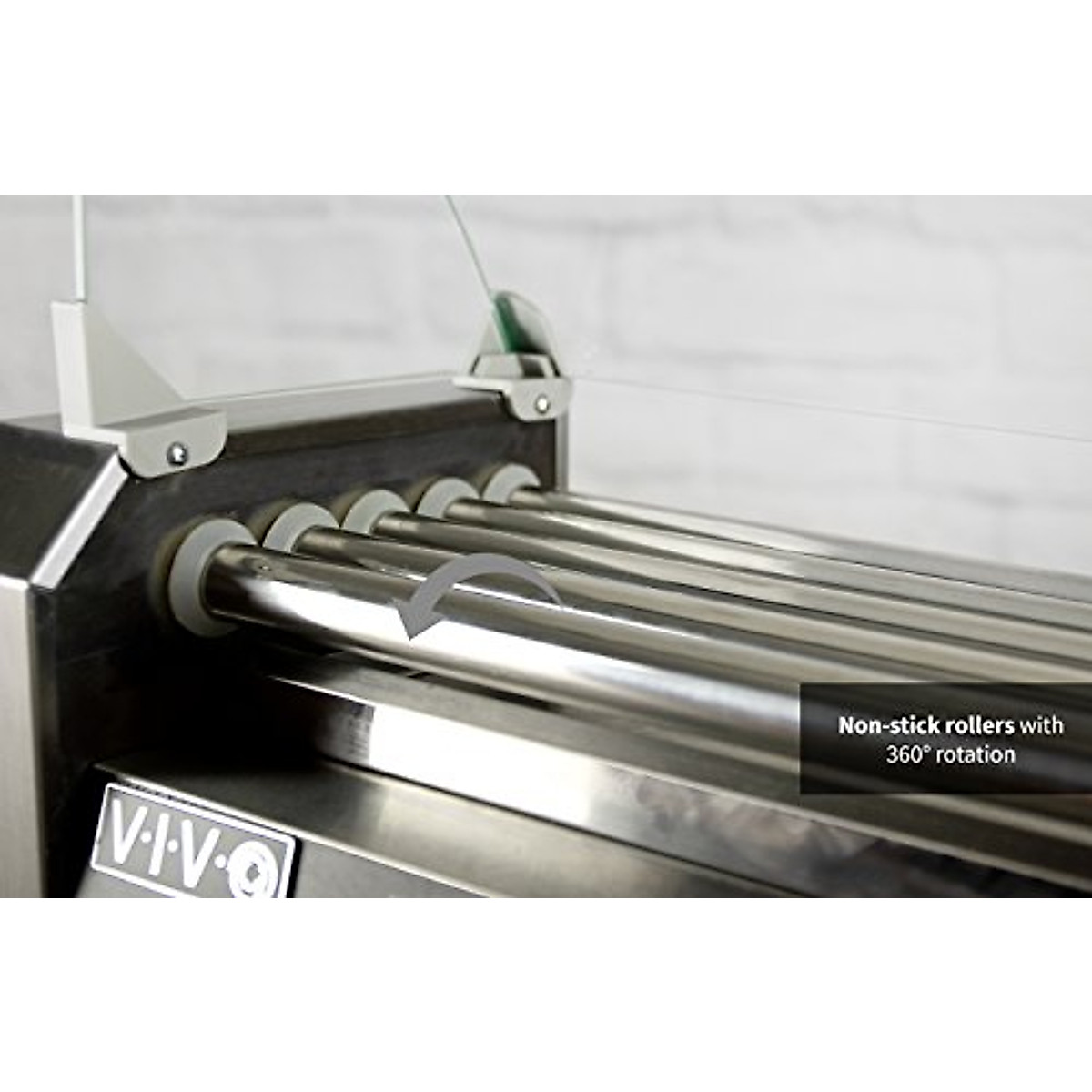 VIVO Electric 12 Hot Dog and 5 Roller Grill Warmer, Cooker Machine with Cover, HOTDG-V205